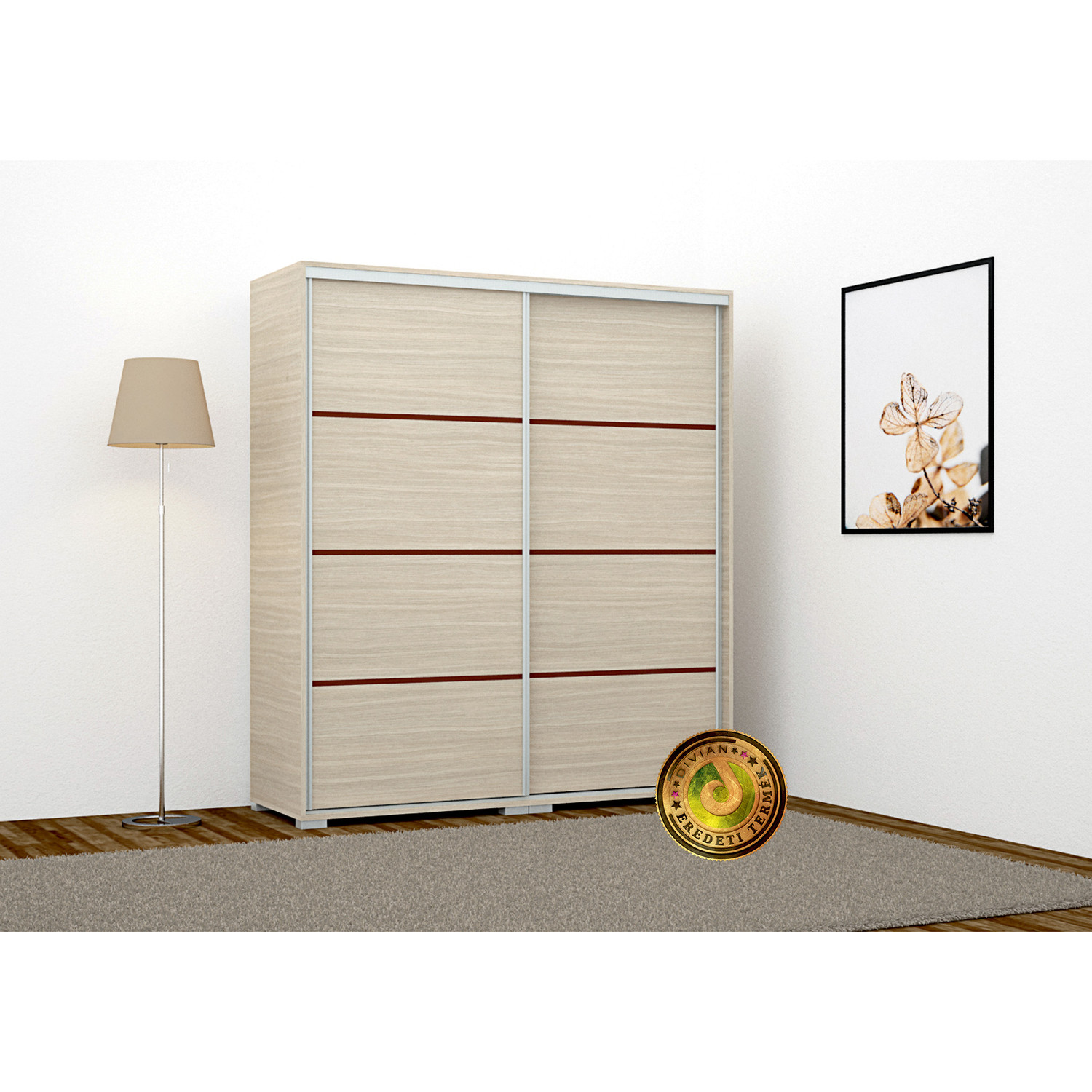 Borneo gardrób 239 cm - Tolóajtós gardróbszekrény