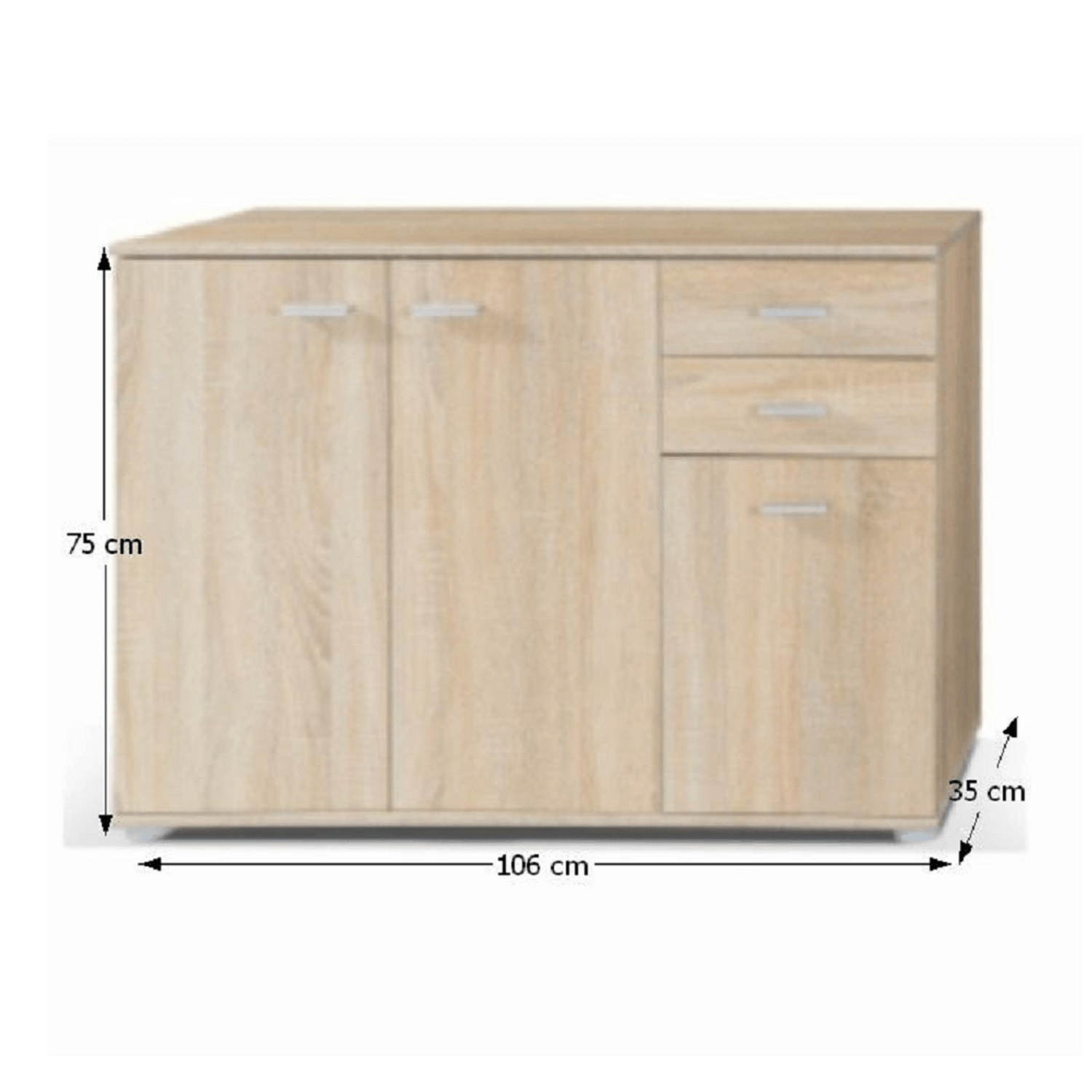 Komód, sonoma tölgyfa, TAMPA 3T2S