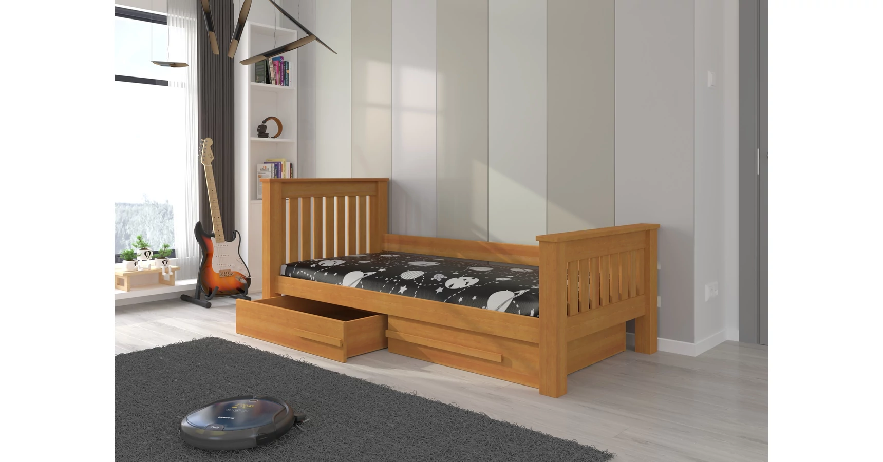 CARMEL ágy 200x90, Éger, Éger - Gyerekágyak, ifjúsági ágyak