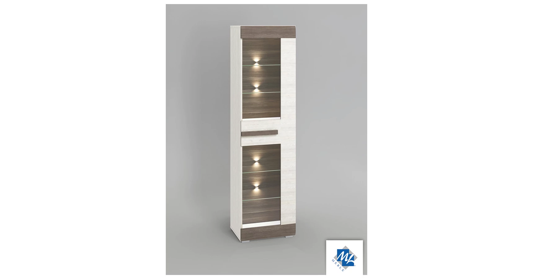 Blanco 02 vitrin fehér fenyő/mdf new grey& - Vitrin