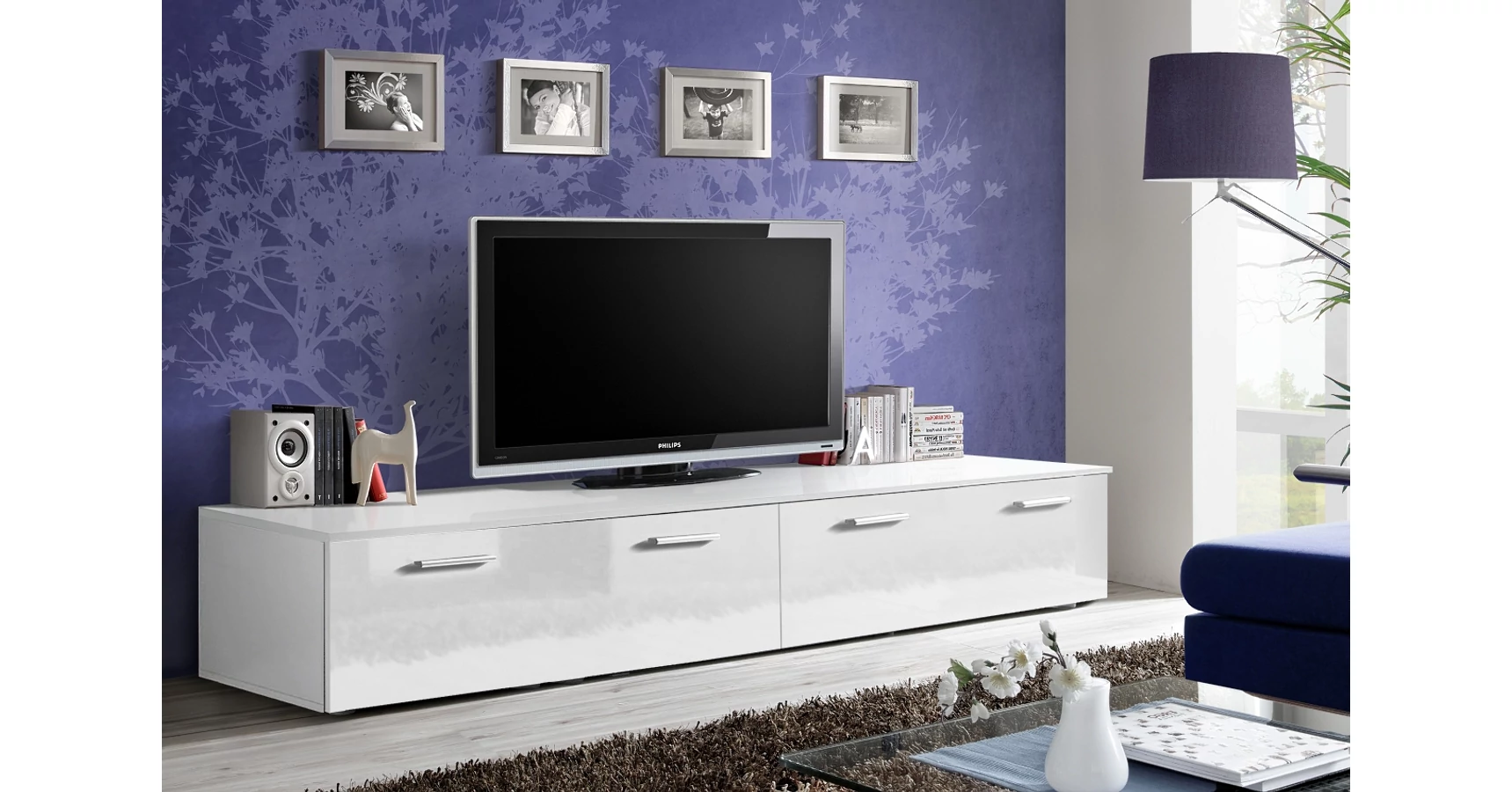 DUO 23 RTV fehér/ fényes fehér - TV szekrény