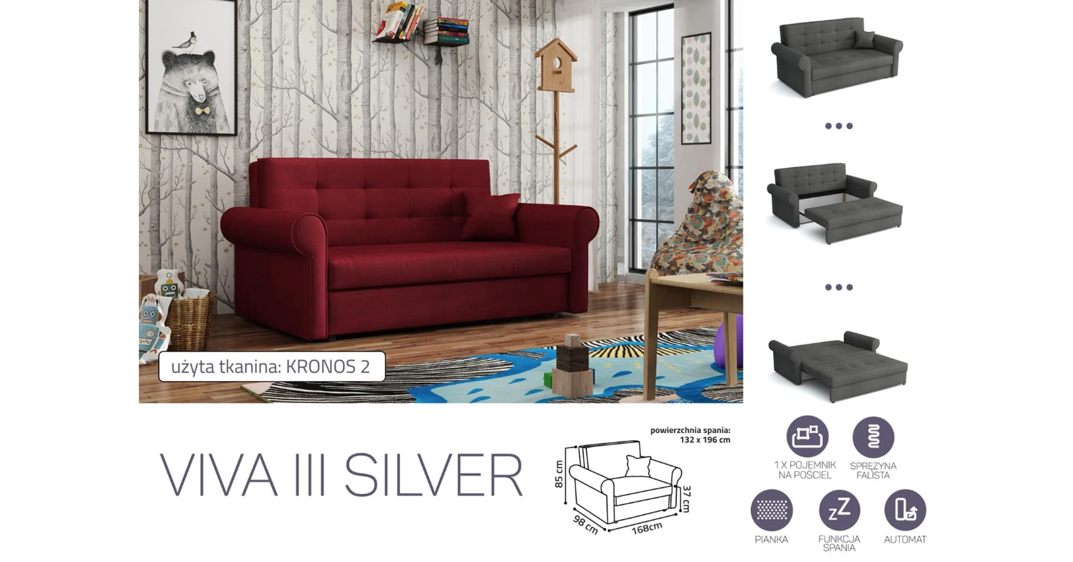 VIVA SILVER III. előre nyíló rugós fotelágy