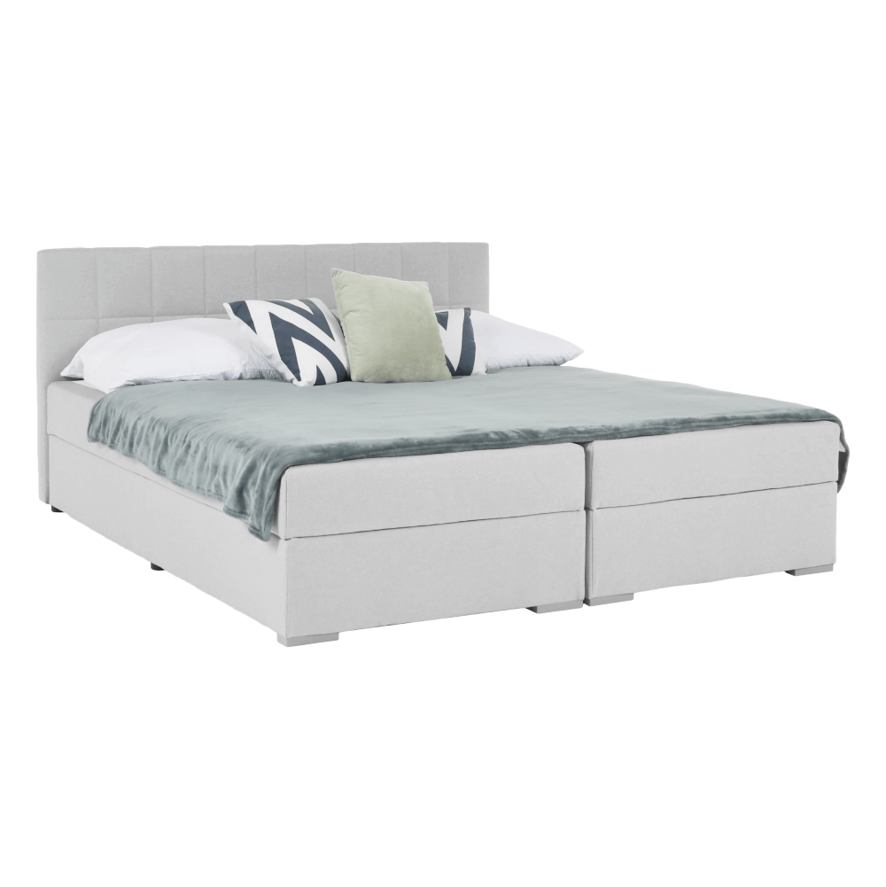 Boxspring típusú ágy 180x200, világosszürke, FERATA KOMFORT - Franciaágy